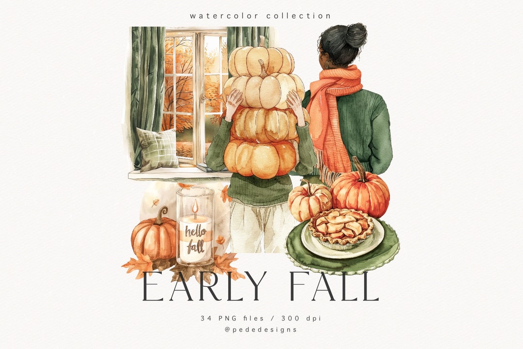 Watercolor Autumn Clipart Set: Cozy Fall Graphics (digital Download) - Etsy