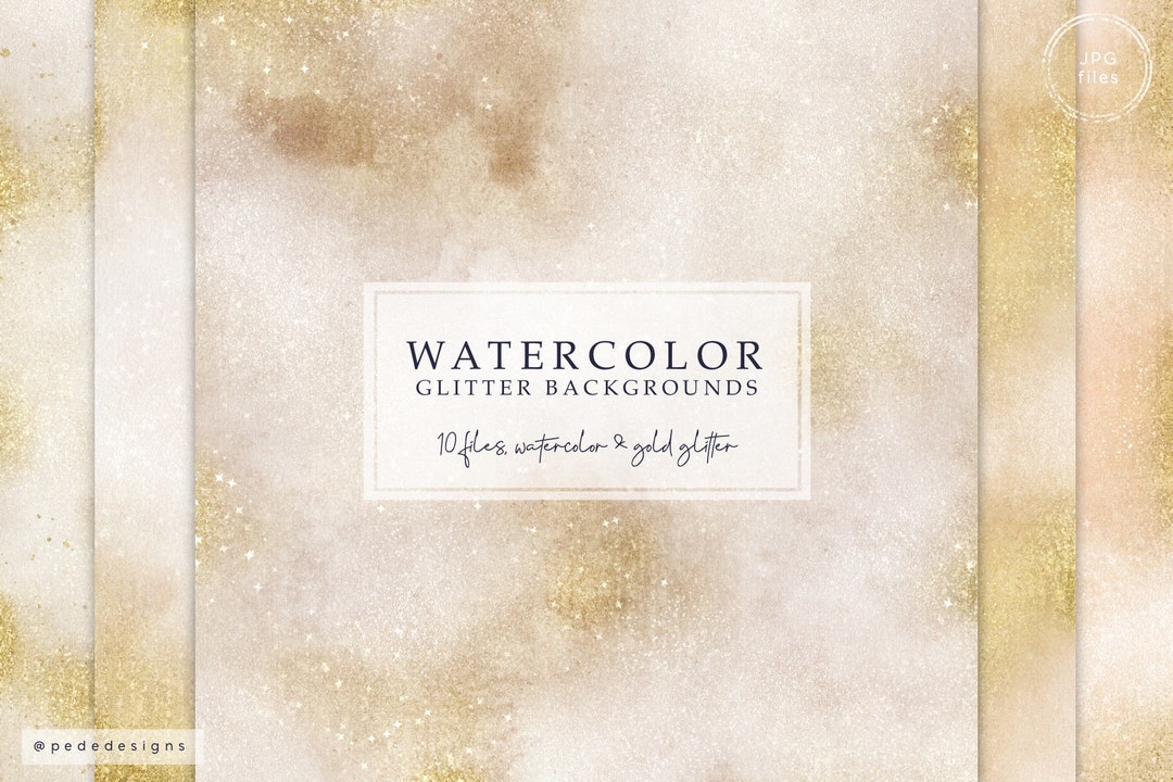 Watercolor Glitter Backgrounds, Gold Glitter, Watercolor Digital Paper ...