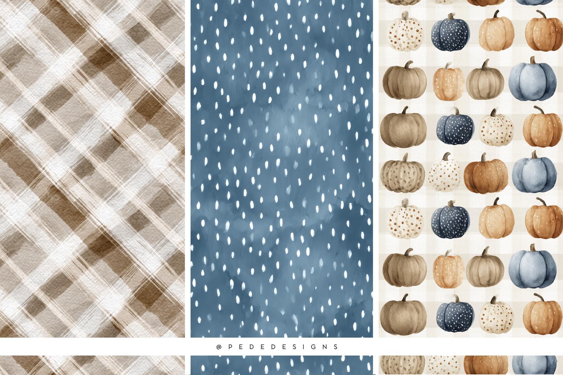 Autumn Digital Paper Pack: Cozy Pumpkin, Floral & Plaid Patterns ...