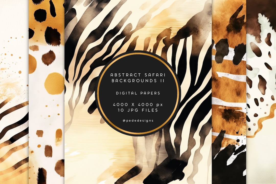 Watercolor Abstract Safari Backgrounds, Zebra Skin, Leopard, Abstract ...