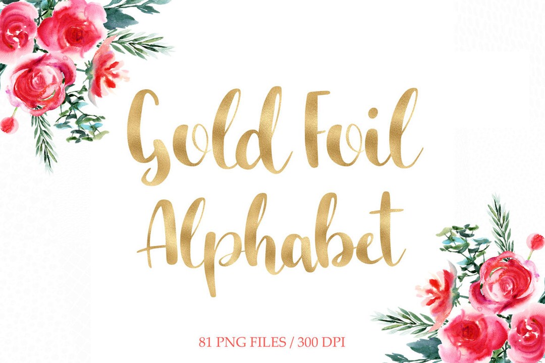 Gold Foil Alphabet Clipart, Gold Digital Letters, Golden Foil Alphabet ...