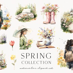 Spring Collection, Watercolor Spring Clipart, Spring Graphics, Spring ...