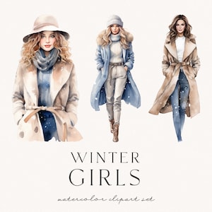 Winter Girls, Watercolor Fashion Clipart, Winter Png Graphics, Fashion ...