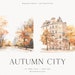 Autumn City Clip Art Set, Autumn Town, Watercolor Fall Scenery, Autumn ...