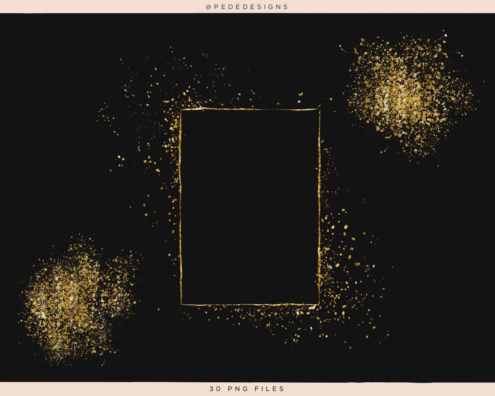 Gold Frames Clip Art Glitter Geometric Sparkly Design - Etsy