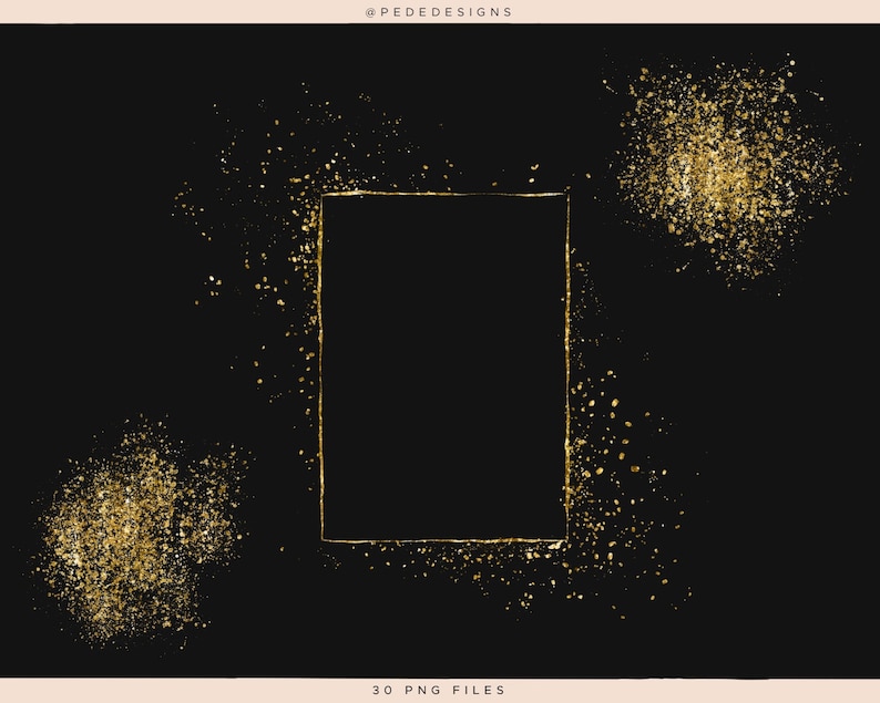 Gold Frames Clip Art Glitter Geometric Sparkly Design - Etsy