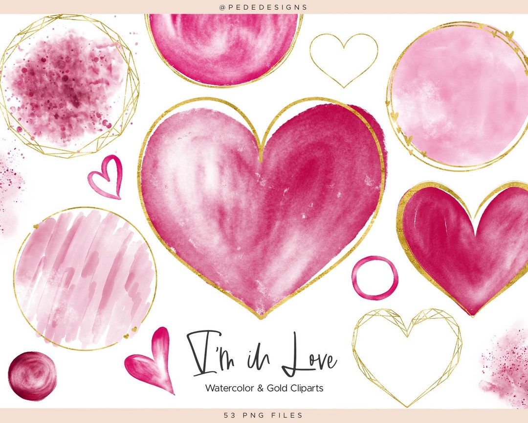 Valentine Clipart, Heart Clipart, Wedding Elements, Love Frames, Gold ...