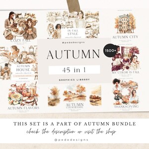 Autumn Countryside Clip Art Set, Watercolor Landscape, Watercolor Fall ...