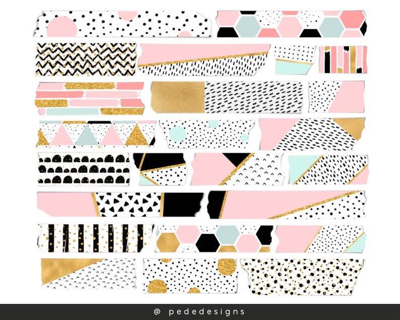 Washi Tapes Clip Art, Digital Elements, PNG Files, Goodnotes Stickers ...