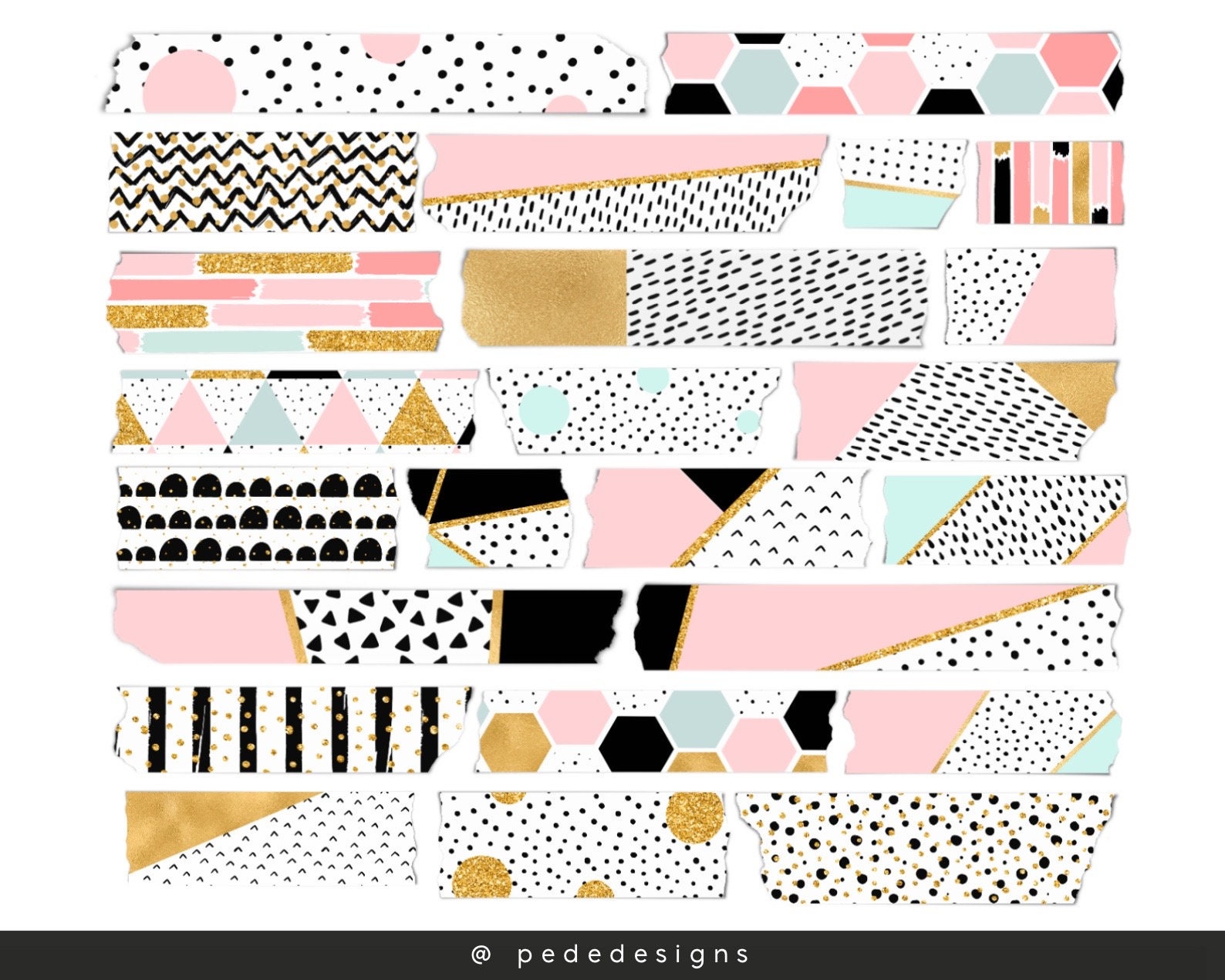 Washi Tapes Clip Art Digital Elements PNG Files Goodnotes - Etsy