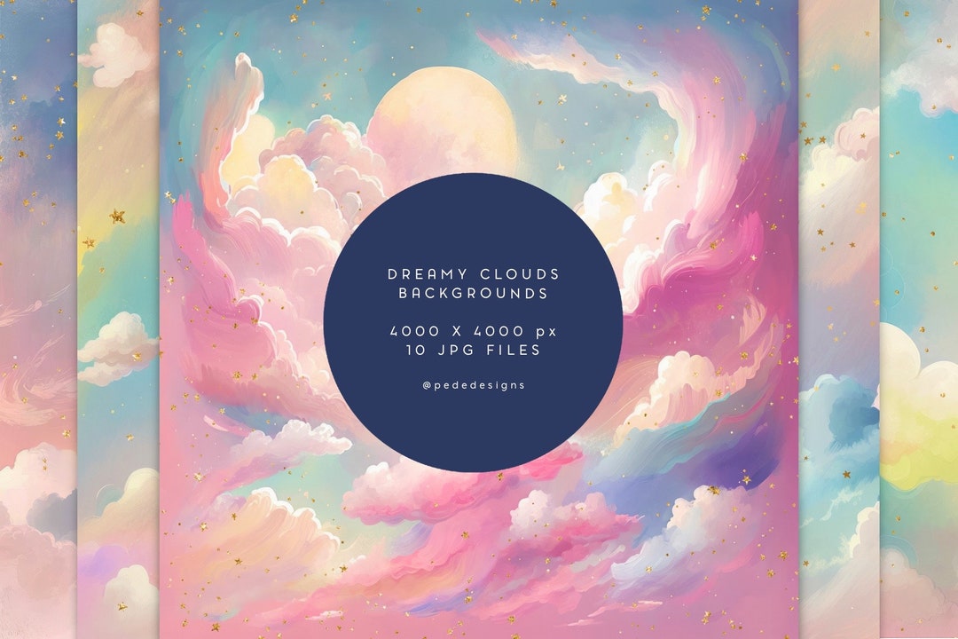 Dreamy Clouds Digital Paper, Nursery Digital Paper Pack, Clouds ...