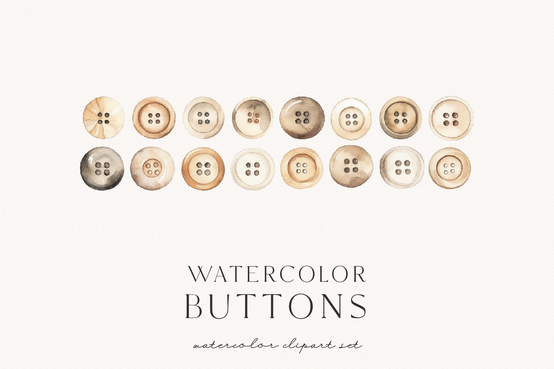 Watercolor Buttons, Watercolor Sewing Clipart, Button Png Graphics ...