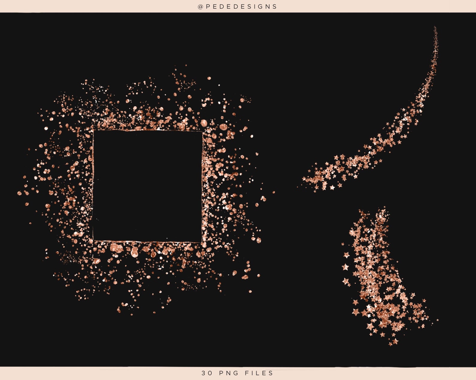 Rose Gold Frames Clip Art Glitter Geometric Sparkly Design - Etsy