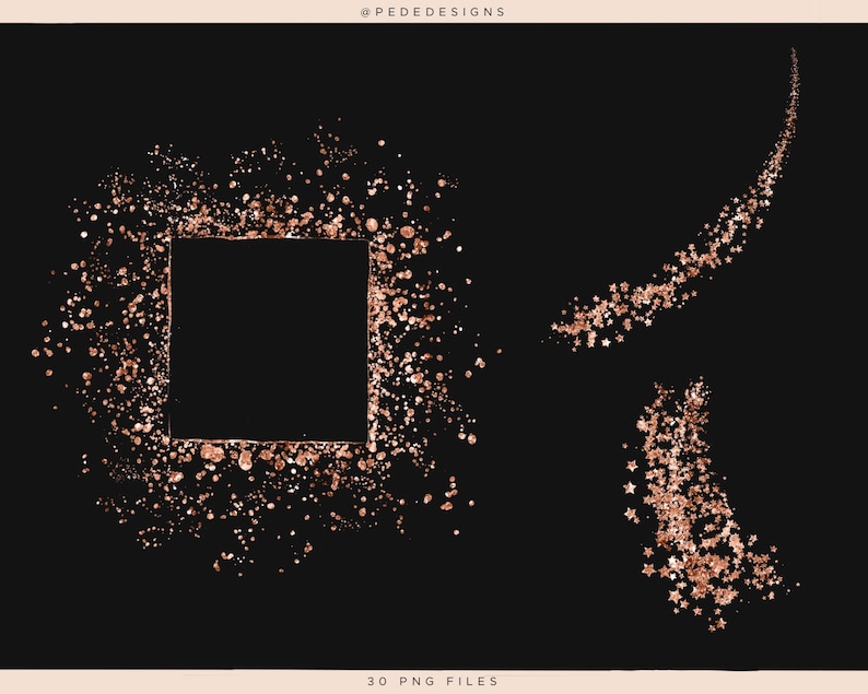 Rose Gold Frames Clip Art Glitter Geometric Sparkly Design - Etsy