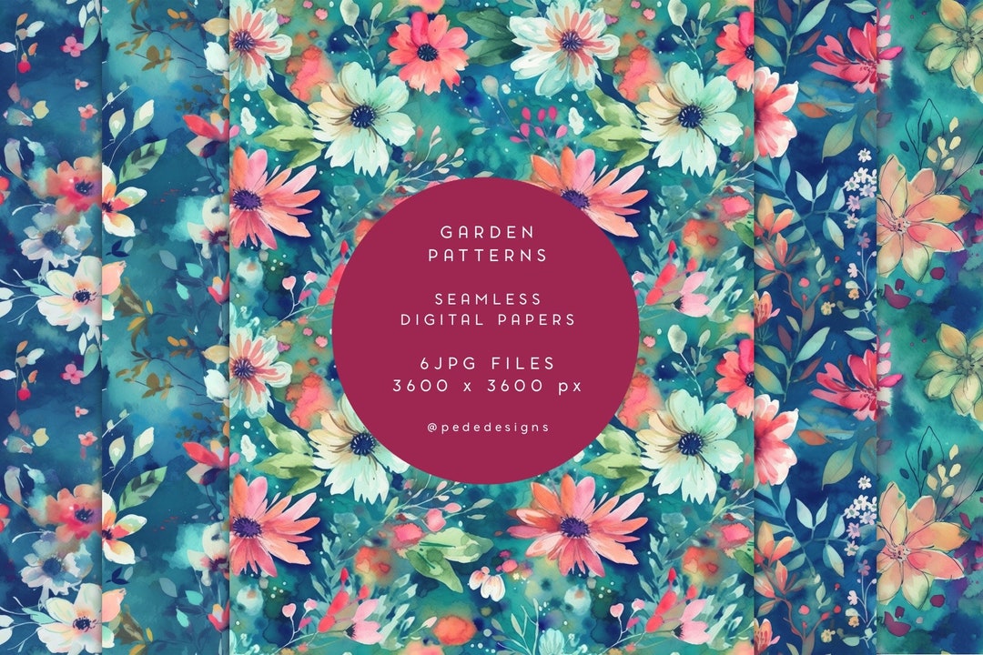 Watercolor Floral Digital Paper, Garden Watercolor Pattern, Seamless ...