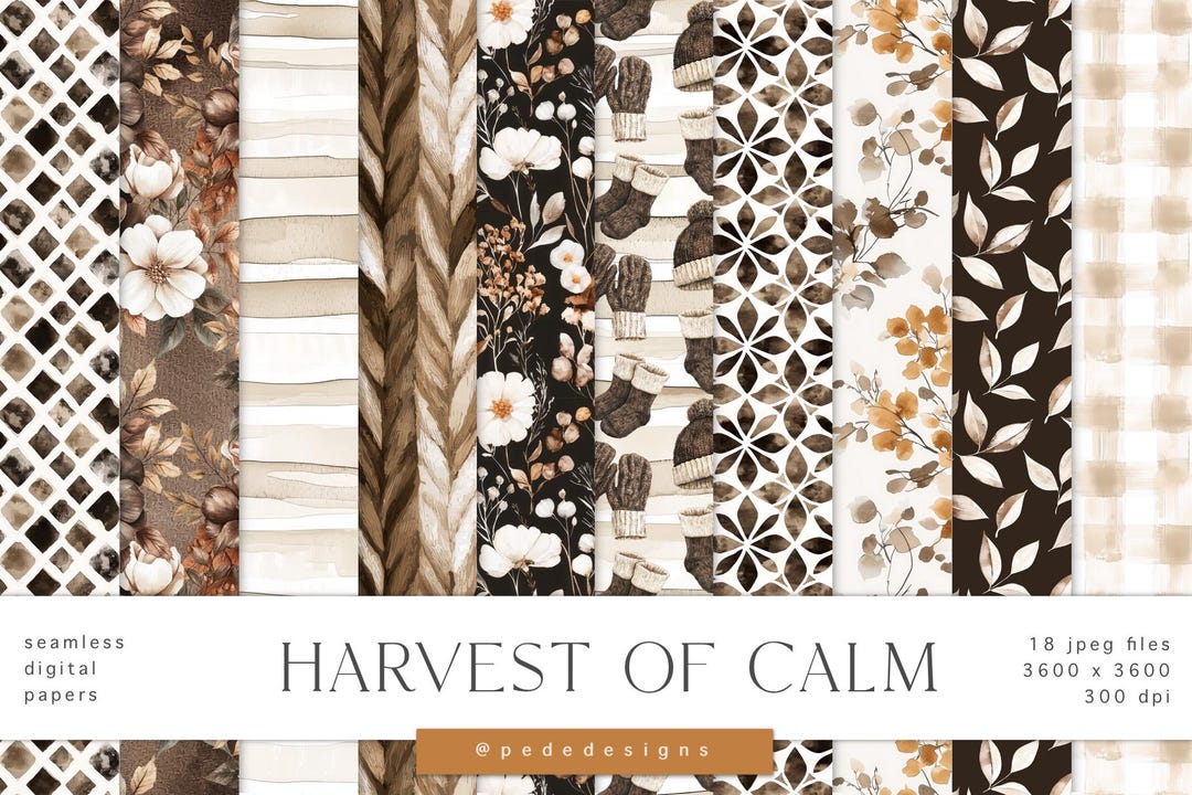 Harvest of Calm Digital Papers Set, Autumn Digital Paper Pack ...