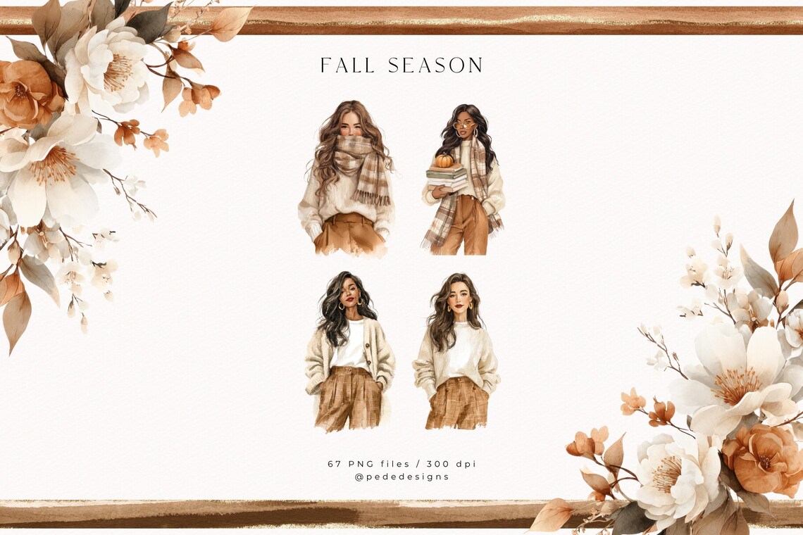 Watercolor Fall Clipart: Autumn Graphics, Planner Stickers (digital ...
