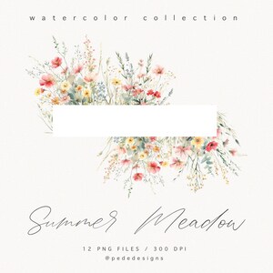 Summer Meadow, Watercolor Wild Flowers Clipart, Watercolor Floral ...