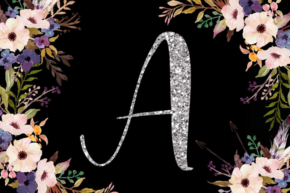 Silver Glitter Alphabet Clipart Silver Digital Letter - Etsy