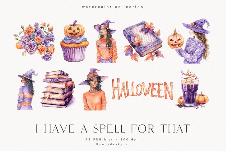 I Have A Spell for That Clip Art Set, Watercolor Halloween Clipart ...