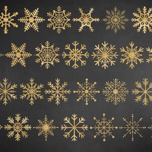 Gold Snowflakes Clip Art, Gold Glitter, Gold Foil, Hand Drawn ...