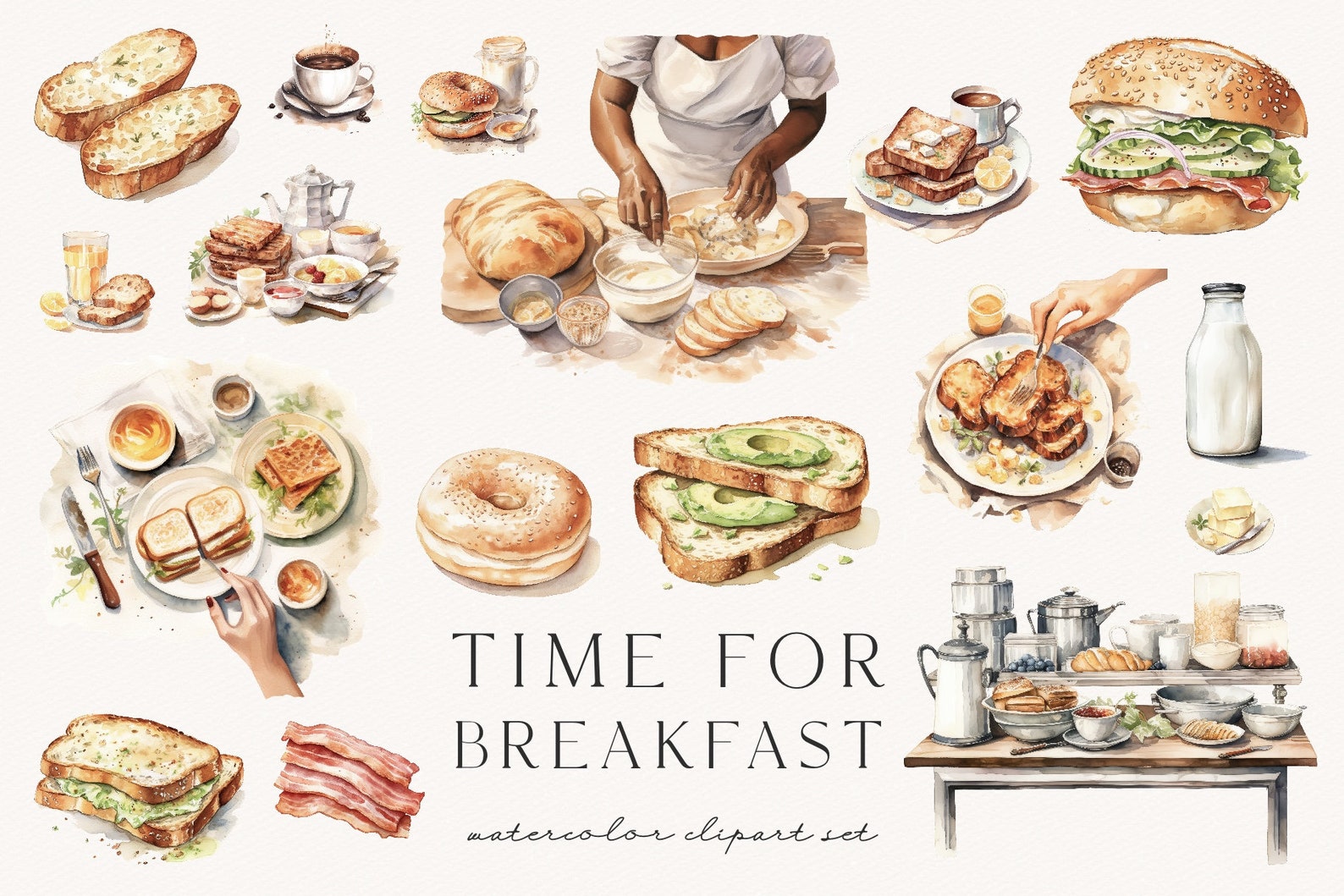 Time for Breakfast, Fresh Bread, Sandwich, Eggs, Food Graphics ...
