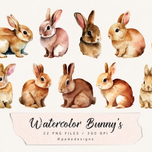 Watercolor Bunny Clip Art, Baby Bunnies Png, Easter Clipart, Rabbit Png ...