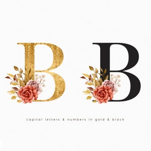 Decorative Alphabet Clipart, Letters With Leaves, Gold Foil Alphabet ...