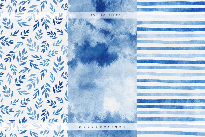 Navy Blue Watercolor Digital Paper Indigo Watercolor Texture - Etsy