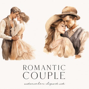 Romantic Couple, Watercolor Love Clipart, Watercolor Vintage, Wedding ...