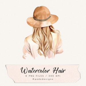 Watercolor Girl Clip Art, Watercolor Fashion Clipart, Beautiful Hair ...