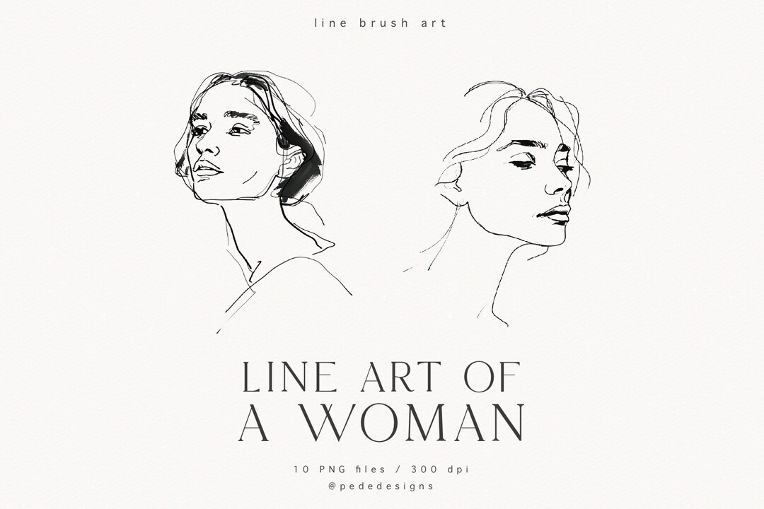 Line Art of A Woman, Woman's Portrait, Girl Illustration, Aesthetic ...