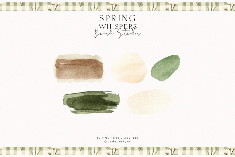 Watercolor Clipart: Spring Whispers Brush Strokes & Washi Tape (digital ...