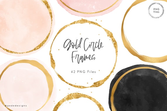 Gold Circle Frames Gold Design Elements Watercolor Circles - Etsy