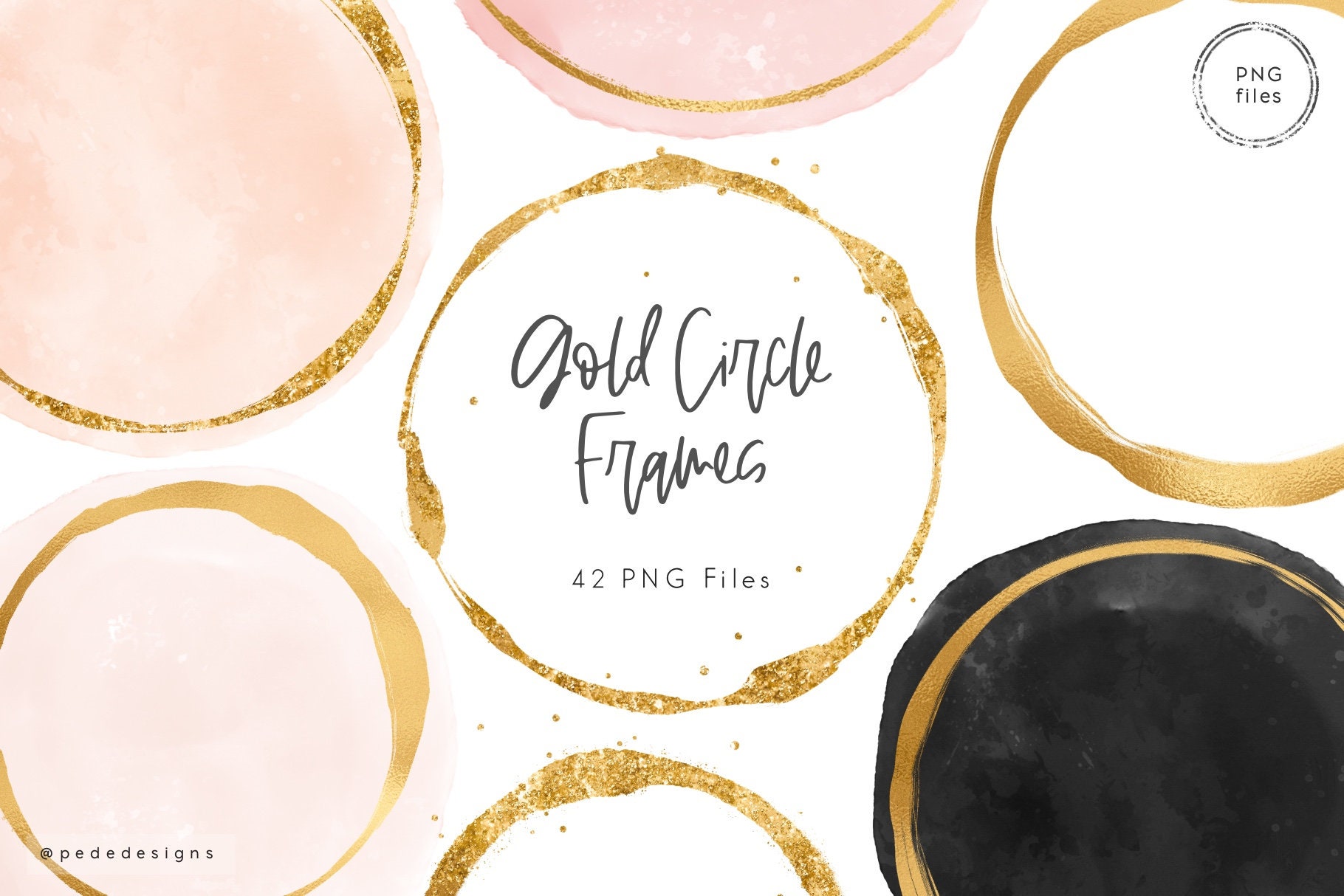 Gold Circle Frames Gold Design Elements Watercolor Circles - Etsy
