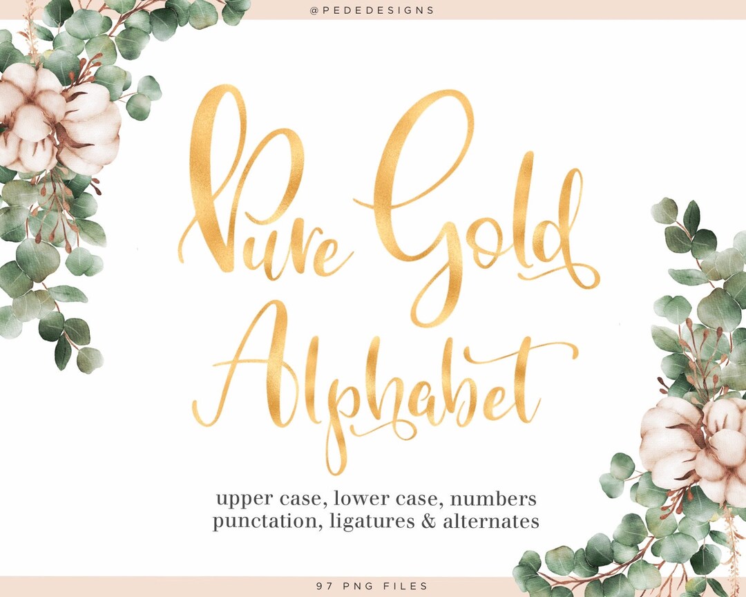 Gold Foil Alphabet Clipart, Pure Gold Digital Alphabet, Foiled Letters ...