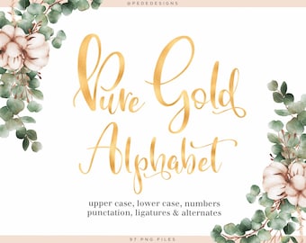 Gold Foil Alphabet Clipart Gold Foil Digital Alphabet Foiled - Etsy