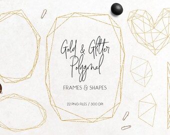 Gold Frames Clip Art Glitter Geometric Sparkly Design | Etsy