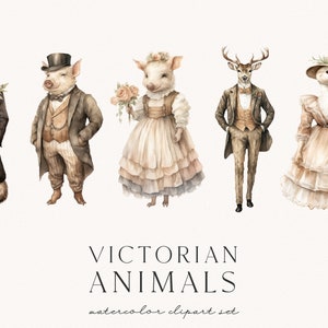 Victorian Animals Watercolor Clipart: Junk Journal Scrapbook (digital ...