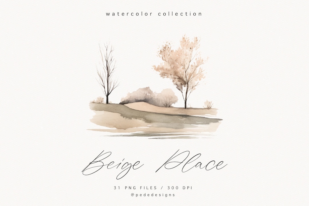 Beige Place, Watercolor Scenery, Abstract Clipart, Foggy Scene ...