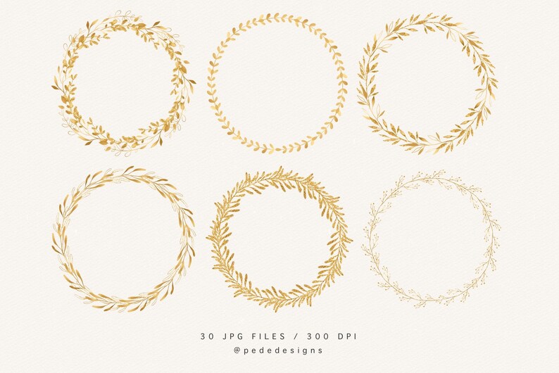 Gold Wreaths and Laurels Clipart Gold Botanical Frame Gold - Etsy