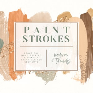 Paint Strokes Clip Art, Brush Stroke Clipart, Acrylic Paint, Glitter ...