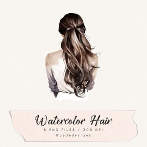 Watercolor Girl Clip Art, Watercolor Fashion Clipart, Beautiful Hair ...