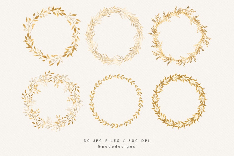 Gold Wreaths and Laurels Clipart Gold Botanical Frame Gold - Etsy