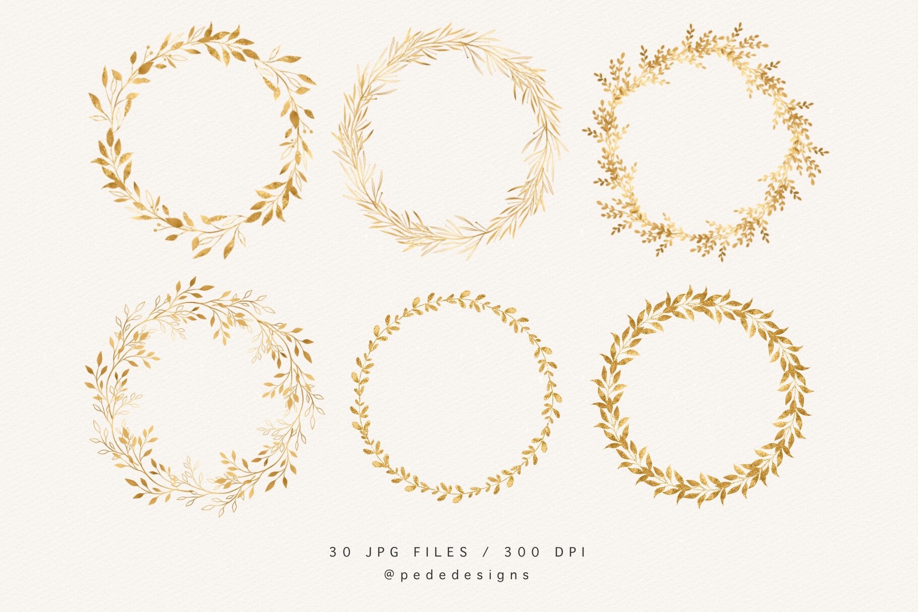 Gold Wreaths and Laurels Clipart Gold Botanical Frame Gold - Etsy