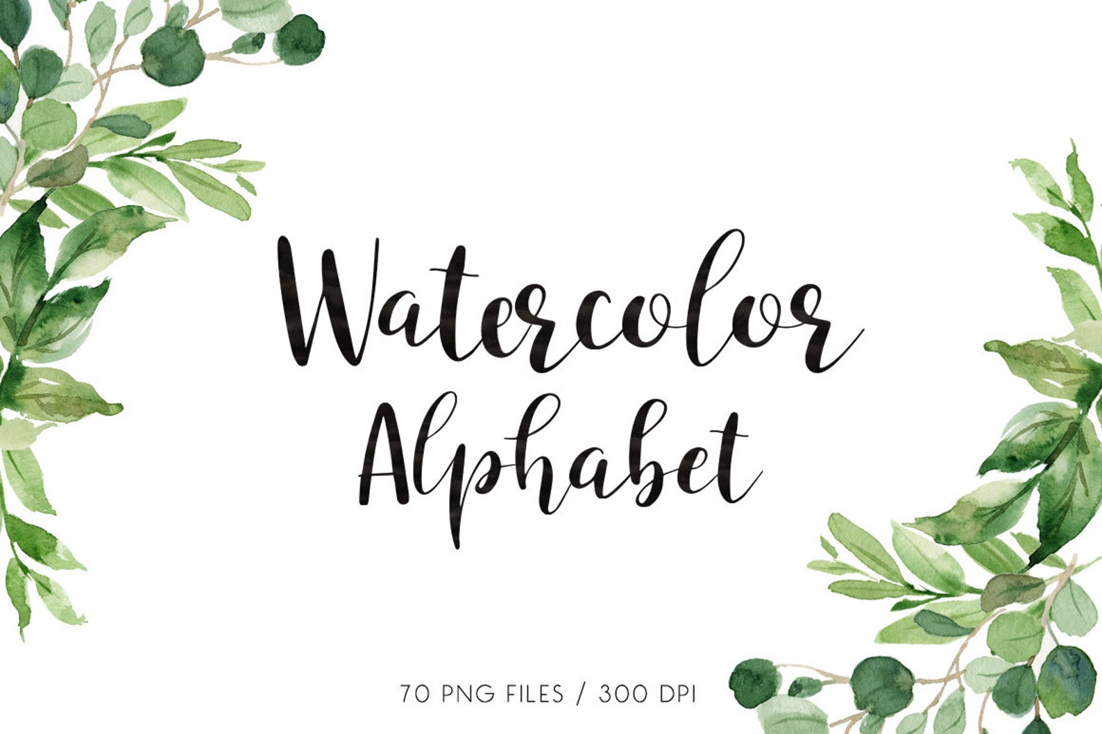 Black Watercolor Alphabet Clipart Numbers Clip Art Black | Etsy