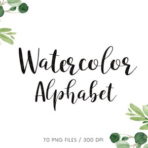 Black Watercolor Alphabet Clipart, Numbers Clip Art, Black Digital ...