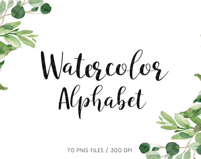 Black Watercolor Alphabet Clipart Numbers Clip Art Black - Etsy