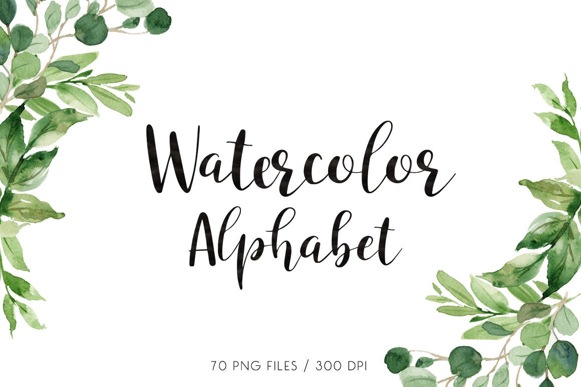 Black Watercolor Alphabet Clipart Numbers Clip Art Black - Etsy
