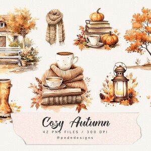 Cozy Autumn, Watercolor Autumn Clipart, Fall Png Graphics, Falling ...